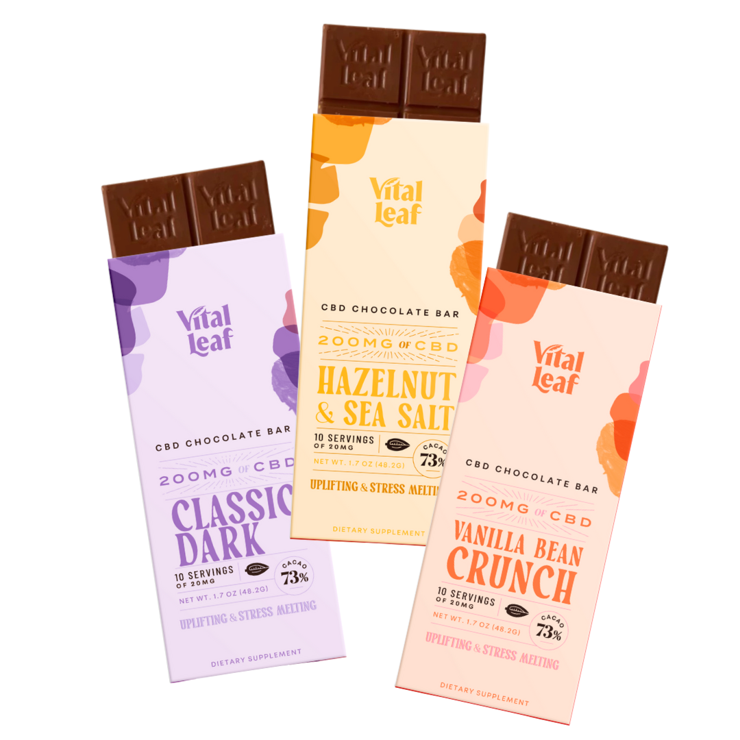 Vital Leaf | Functional CBD Hemp Chocolate Bars for Stress Relief